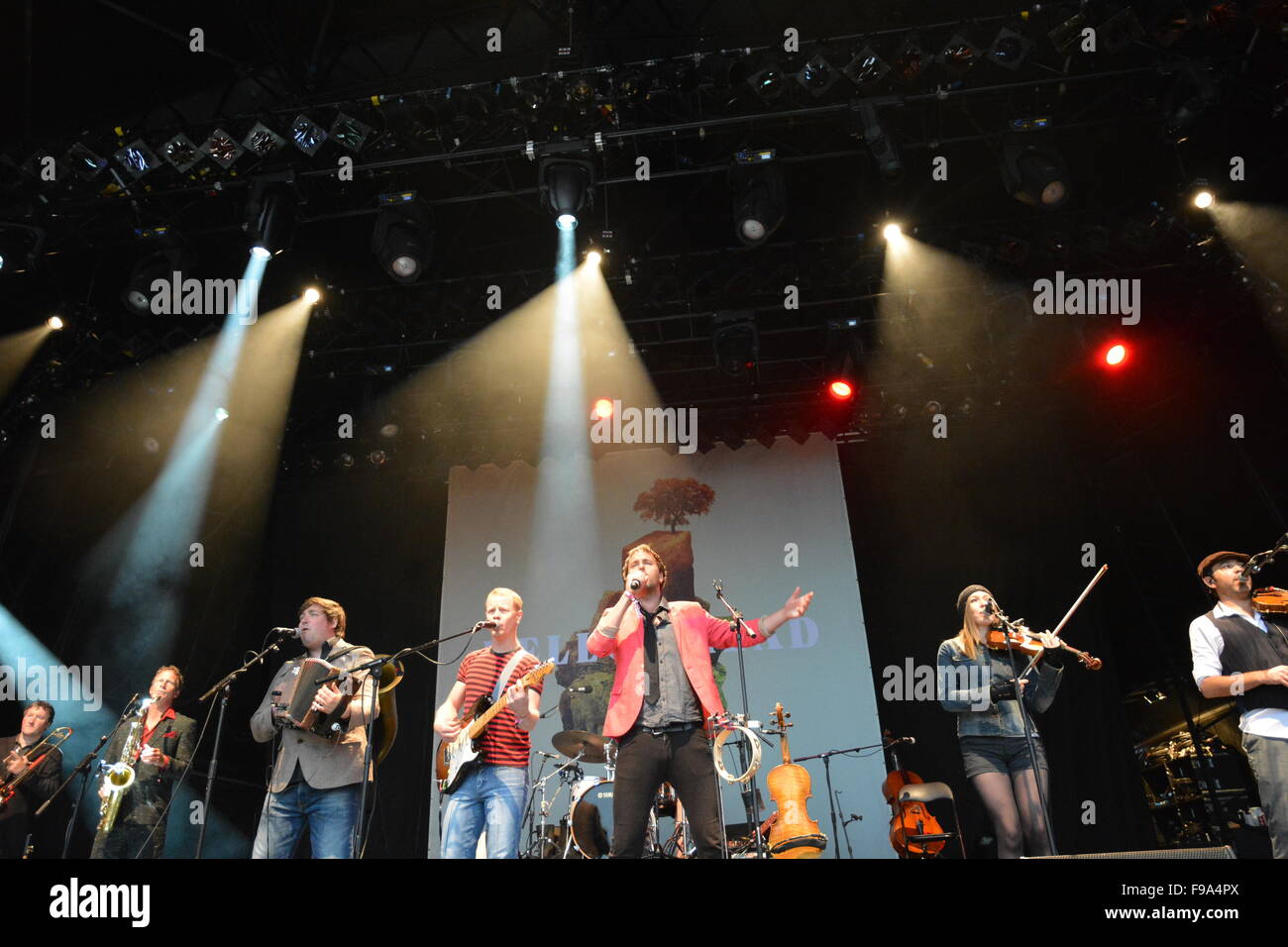 Bellowhead Folk Band, Open Air Stage, WOMAD 2015, Wiltshire, England ...