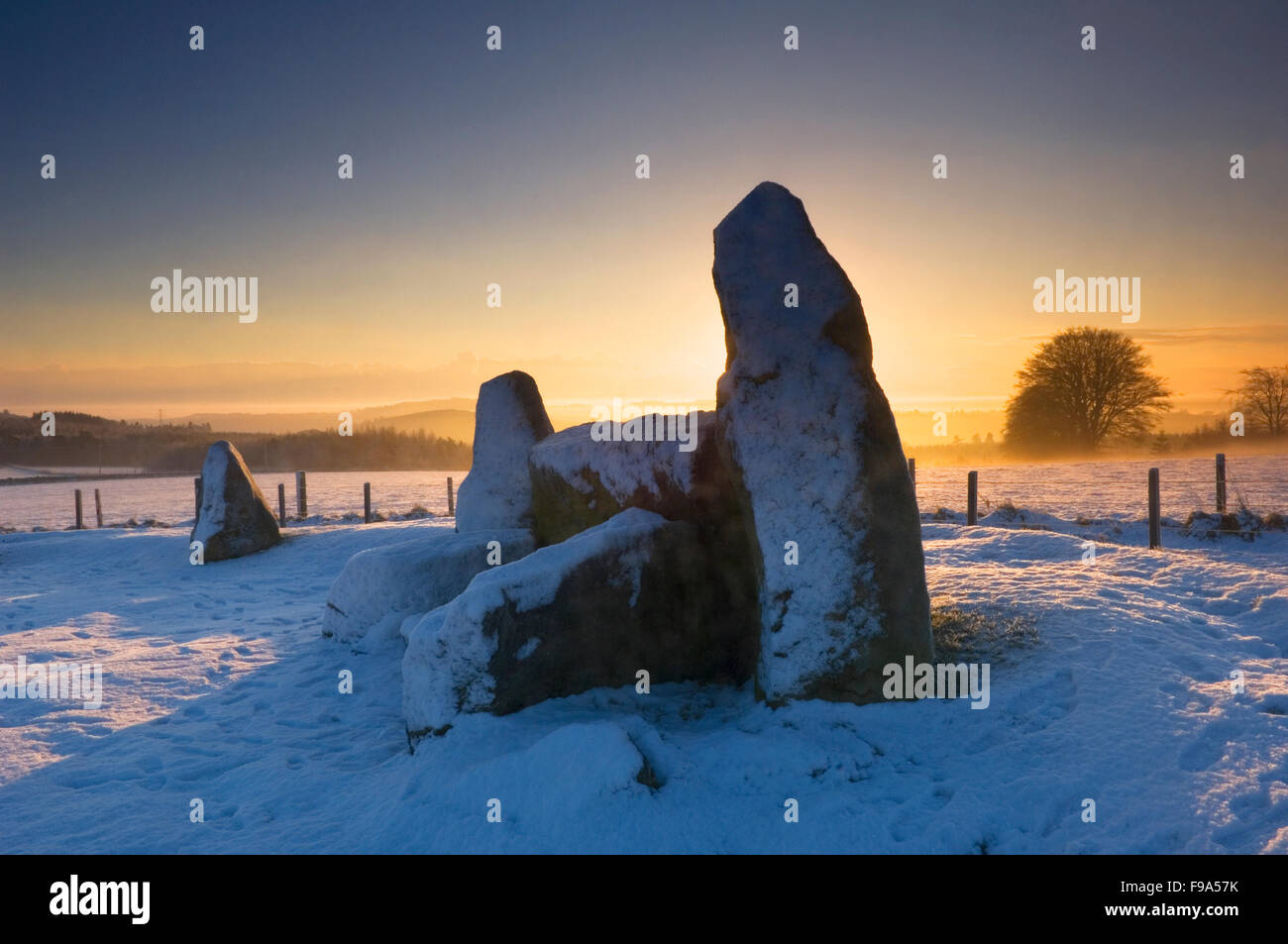 East Aquhorthies Stone Circle at sunrise - near Inverurie ...