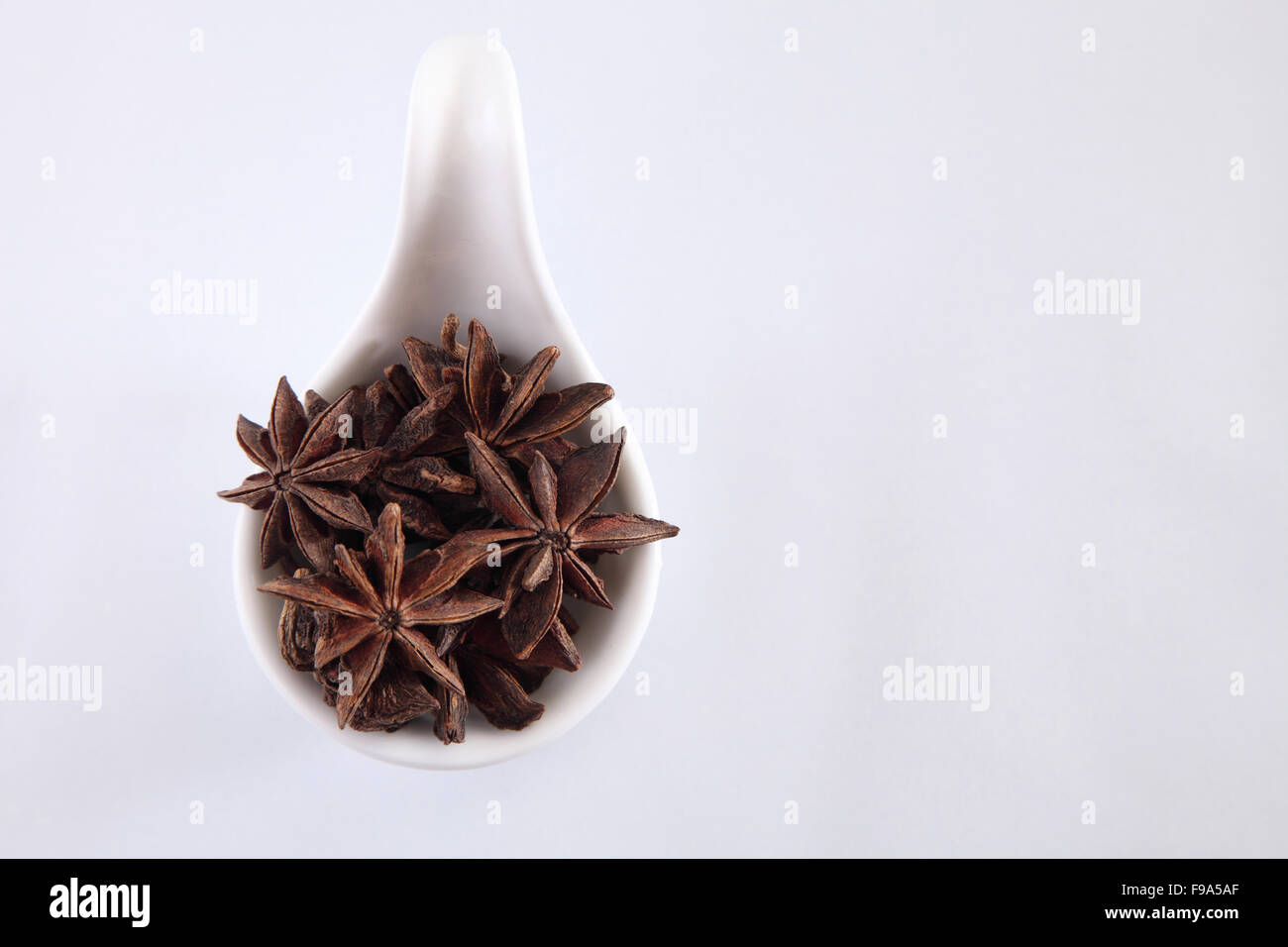 Star anise with white saucer over white background Stock Photo - Alamy