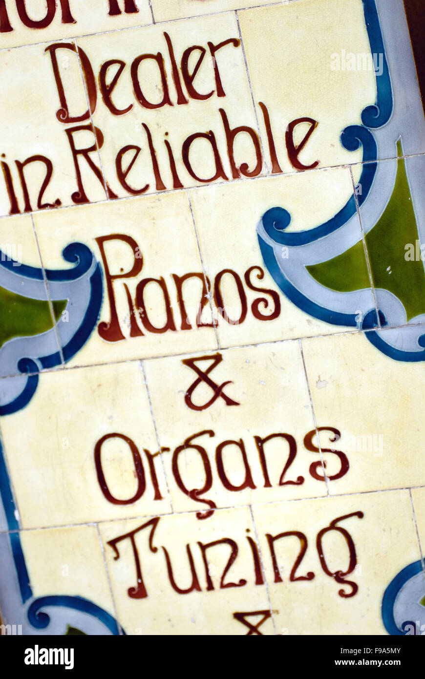 Tiled music shop sign, Whitby, North Yorkshire Stock Photo - Alamy