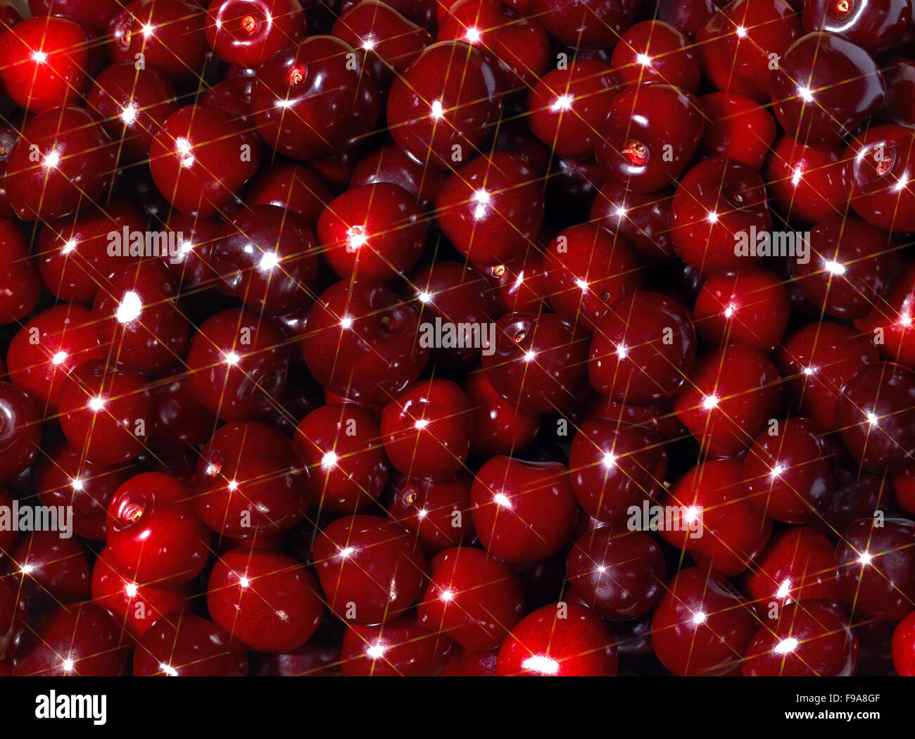 full frame background showing lots of shiny red cherries Stock Photo ...