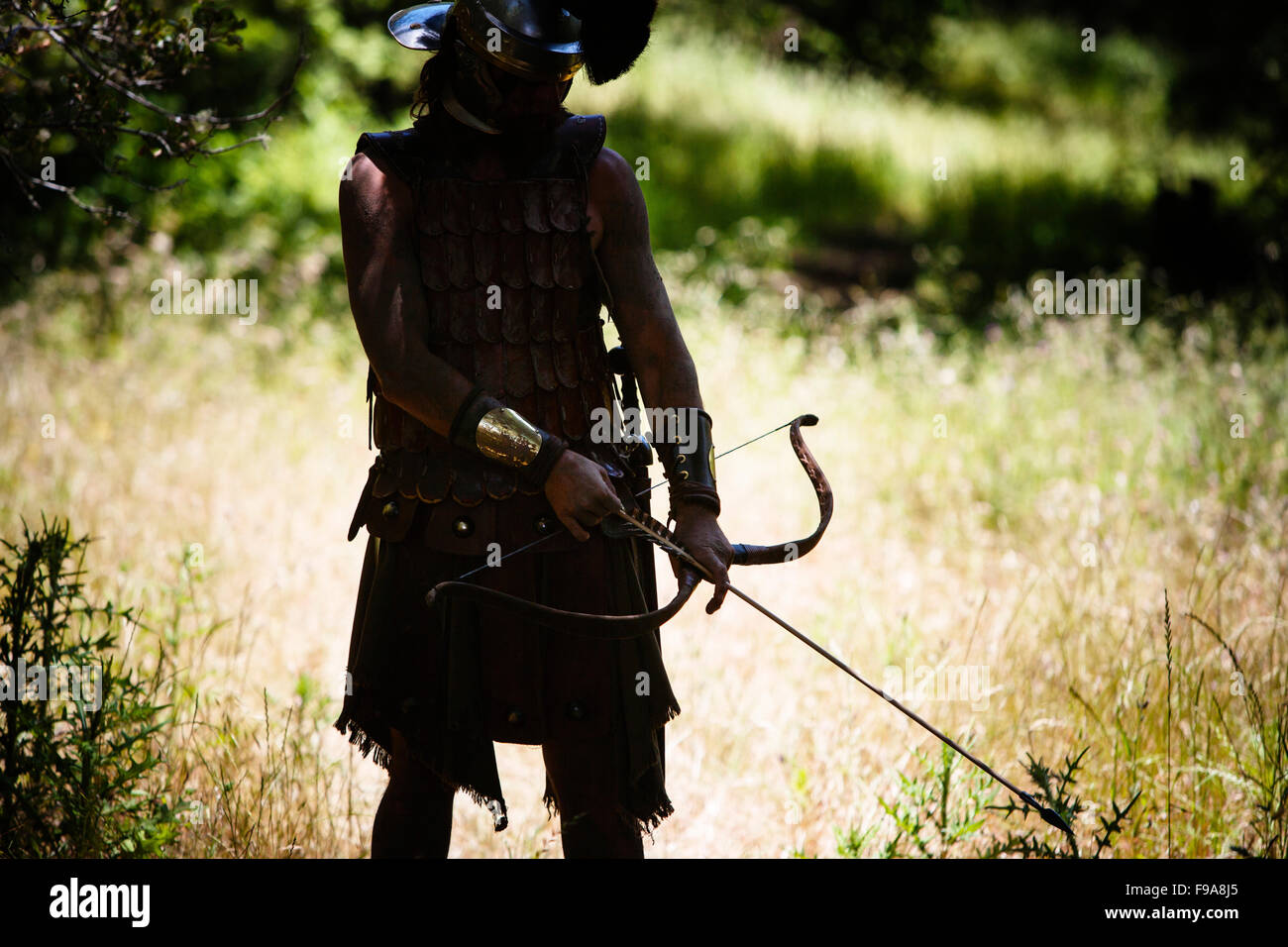 A man holds a bow and arrow Stock Photo - Alamy