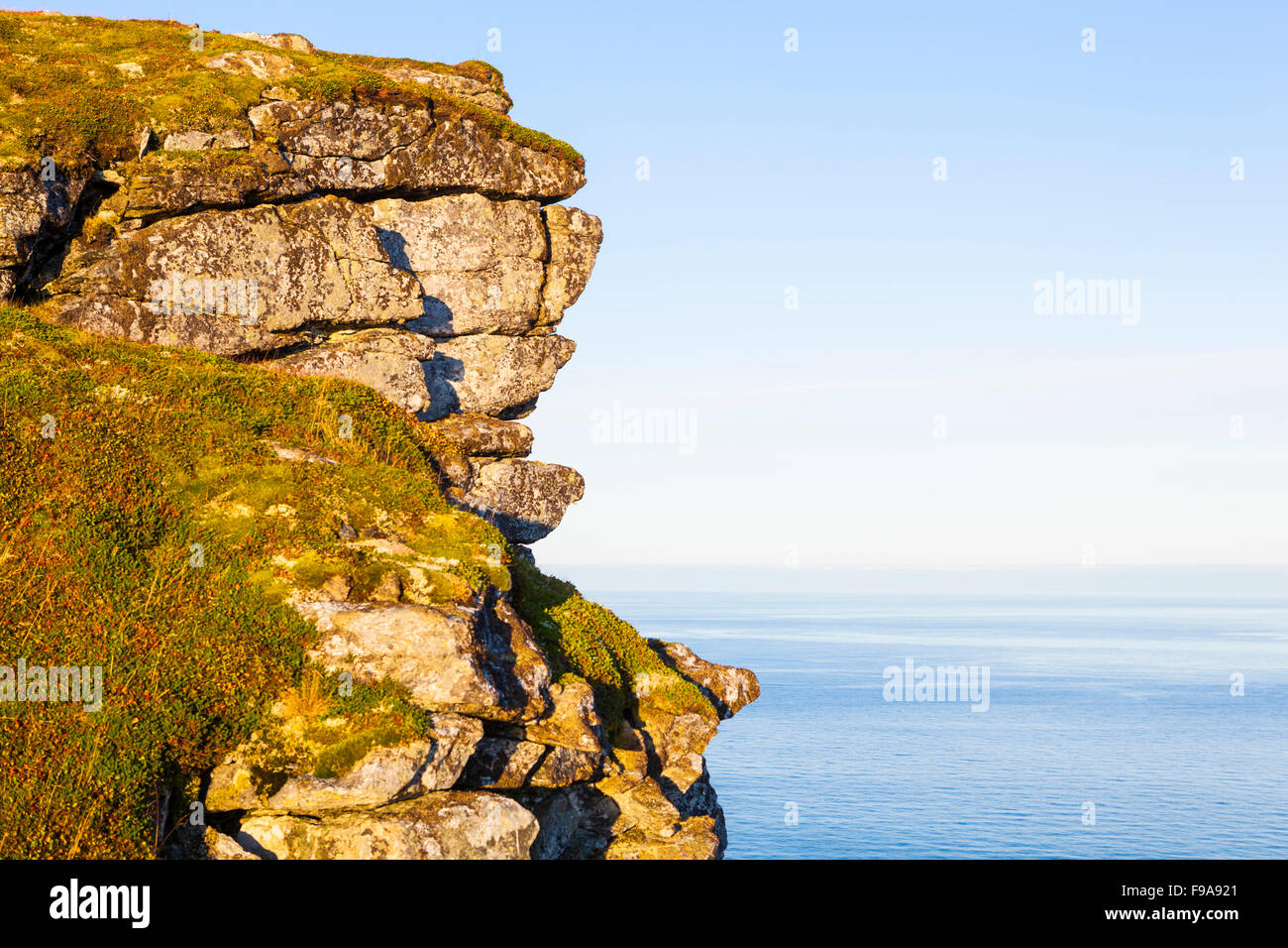 Detail of steep bluff on Vaeroy Island, Lofoten Islands, Norway Stock ...