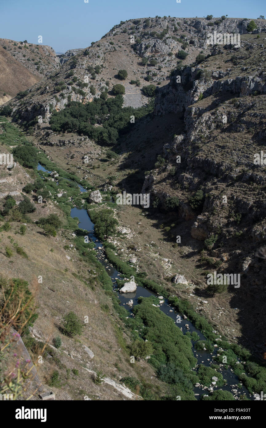 Small river near the Sassi of Matera, an atmospheric cave-town in ...