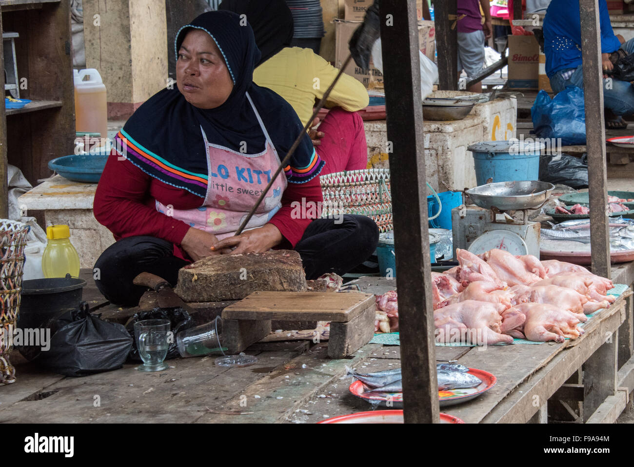 Selling Chickens at Market at Labuan Bajo, Flores, Indonesia Stock ...