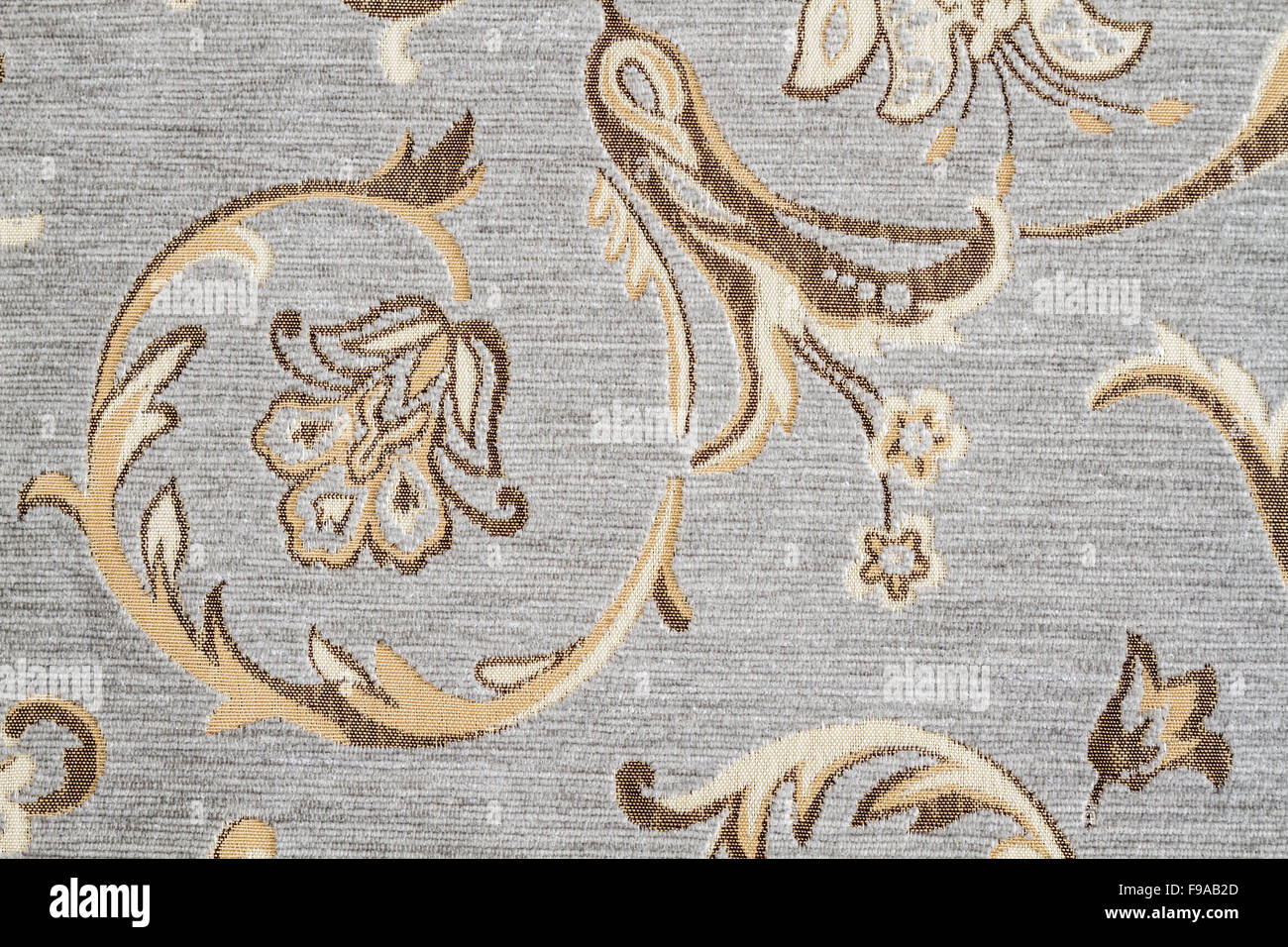 Close up detail of gray color fabric texture background with flower ...