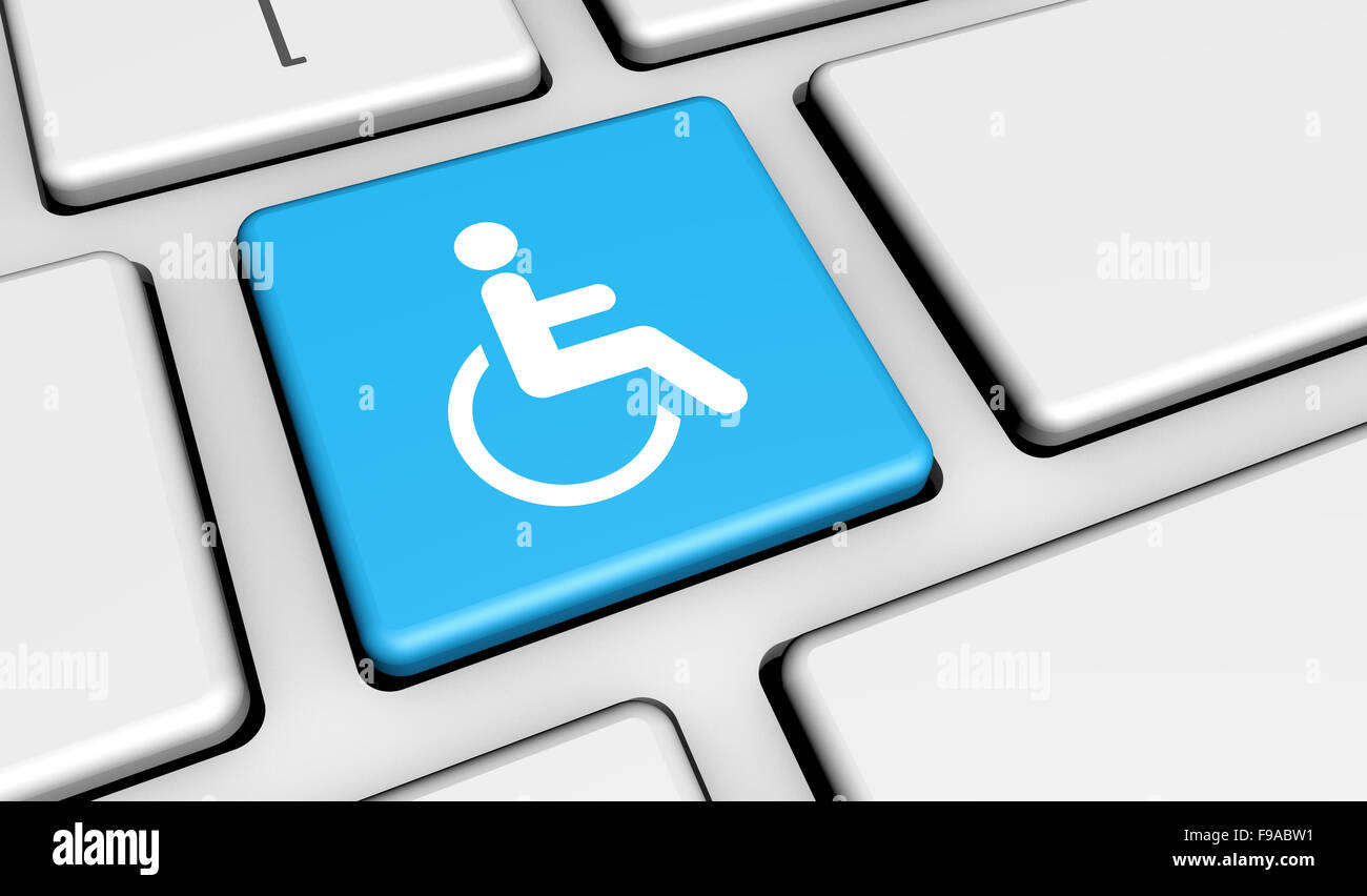 Web content accessibility concept with wheelchair icon and symbol on a ...