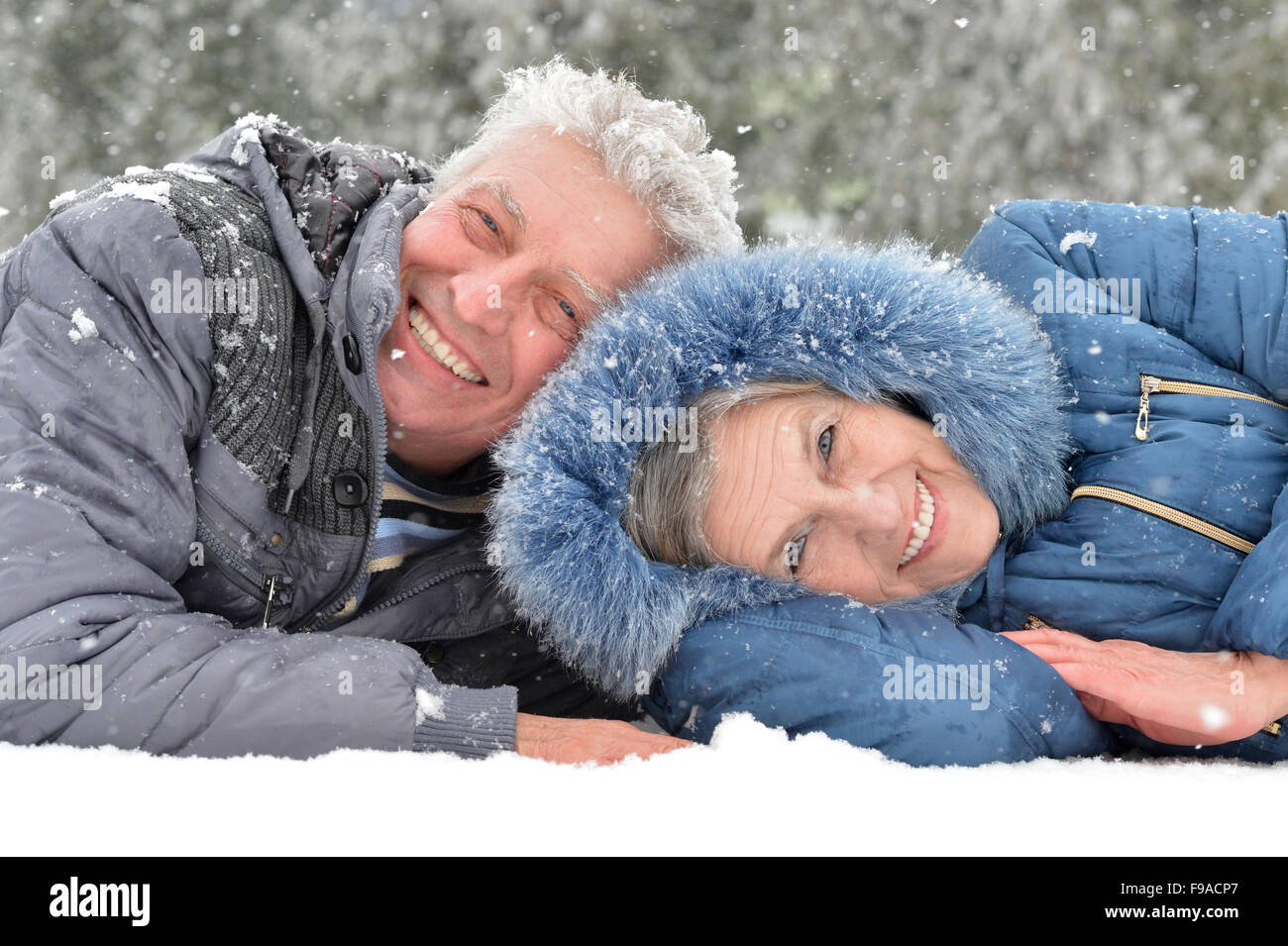 Senior couple at winter outdoors Stock Photo - Alamy