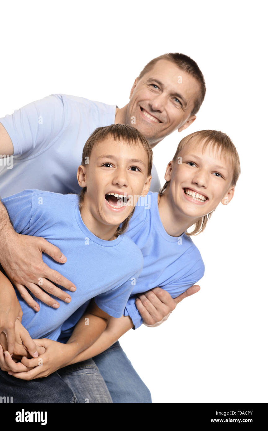Happy family of three Stock Photo - Alamy