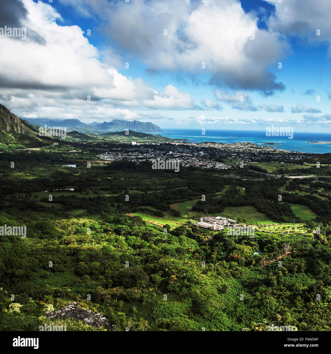 High angle scenic view of Oahu Stock Photo - Alamy