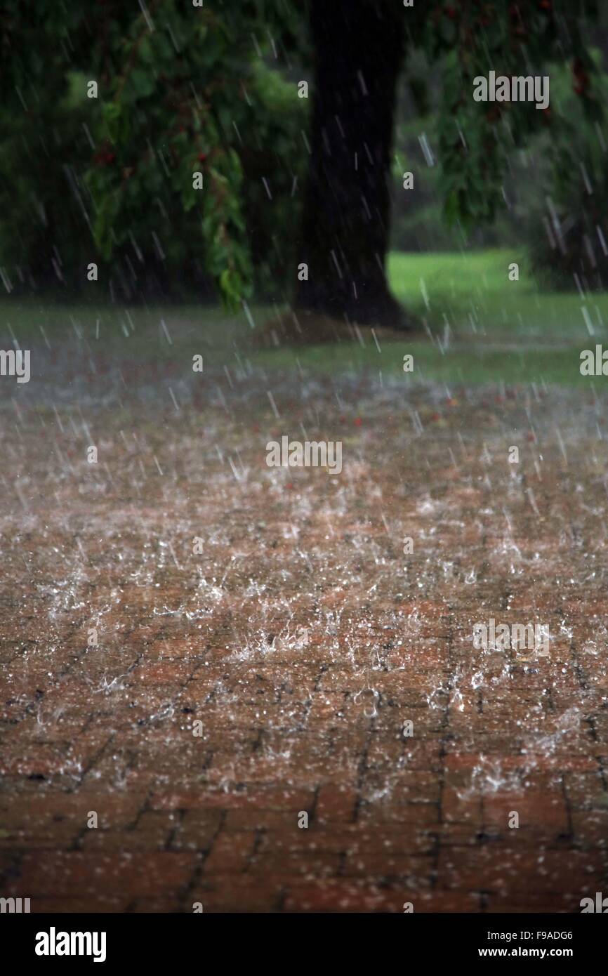 heavy rain on a external floor Stock Photo - Alamy