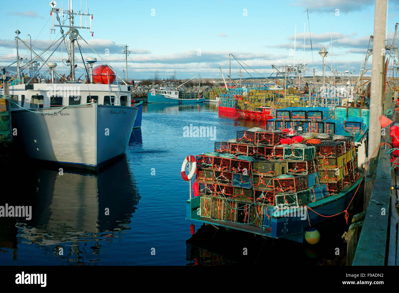 Lobster boats loaded with lobster traps just before the season opener ...
