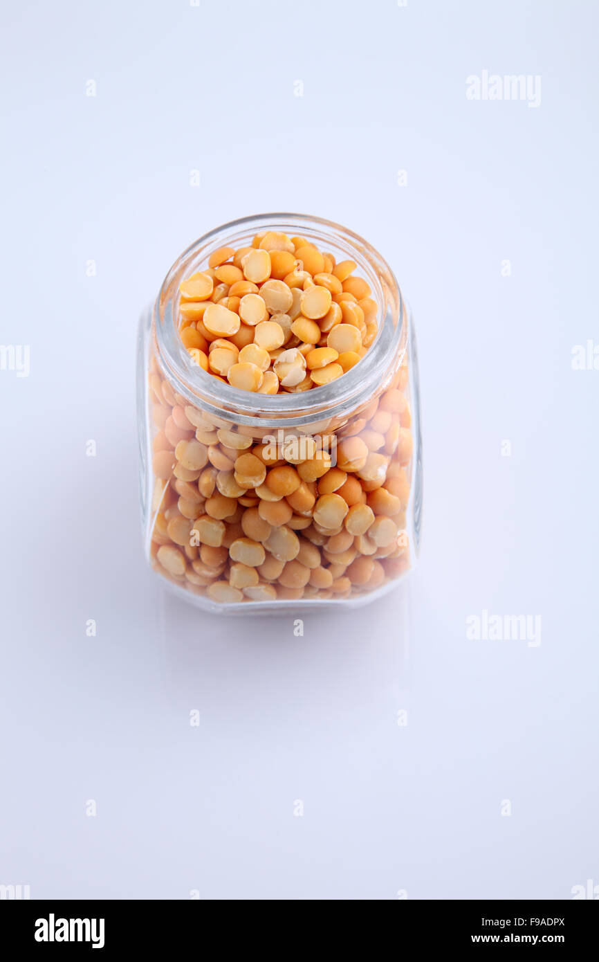 uncooked indian dhal lentil in a glass container Stock Photo - Alamy