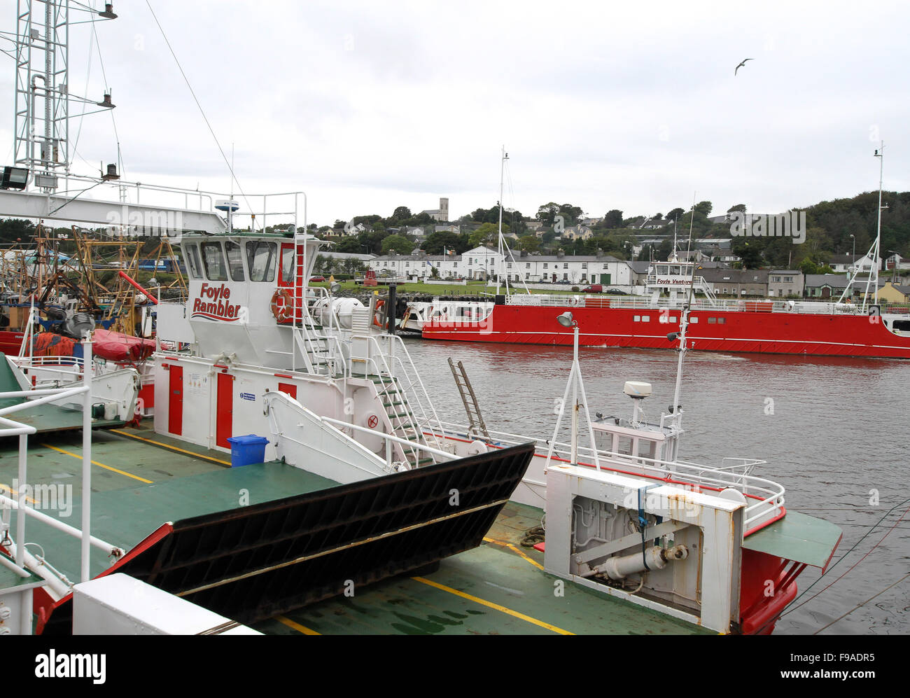 The Foyle Rambler and Foyle Venture ferries in Greencastle harbour ...