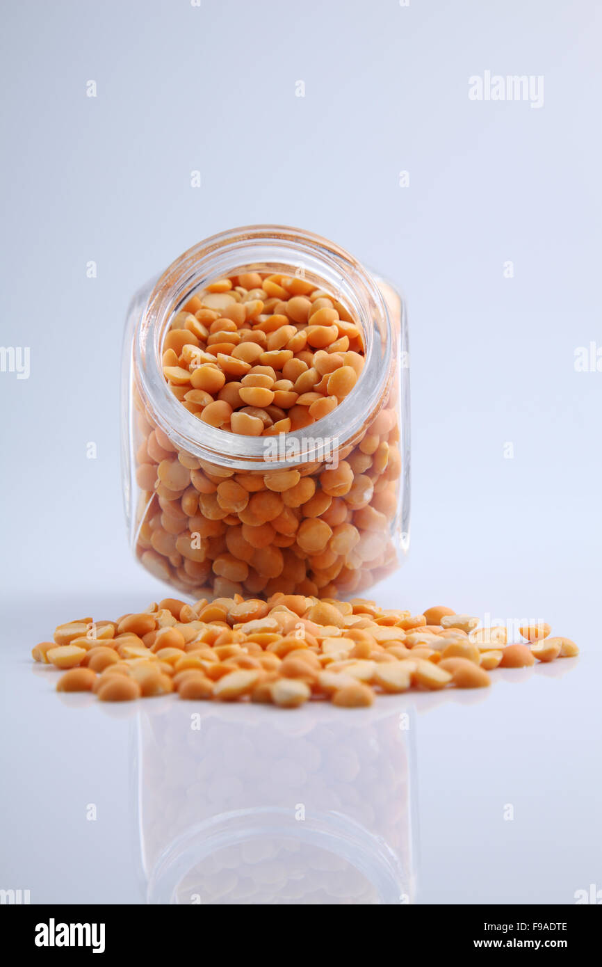 uncooked indian dhal lentil in a glass container Stock Photo - Alamy