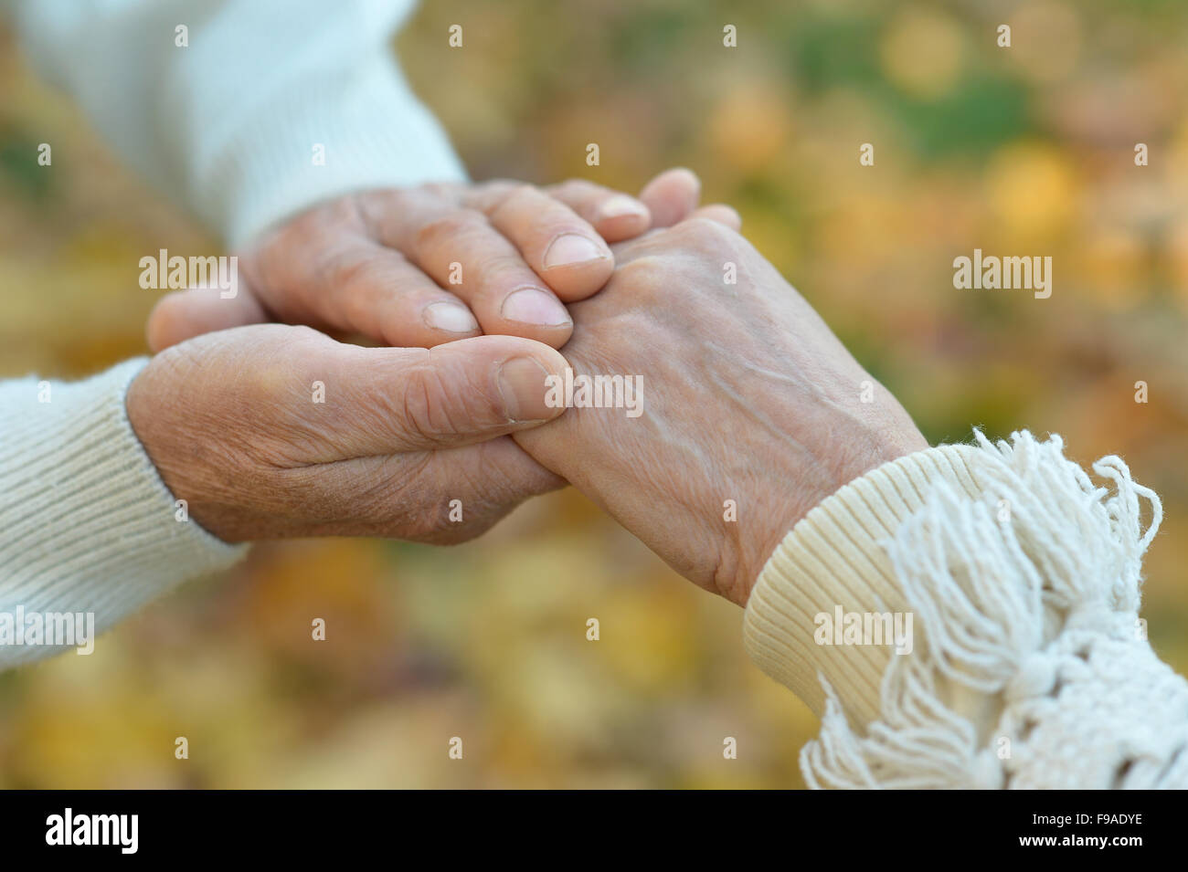 Elderly couple holding hands Stock Photo - Alamy