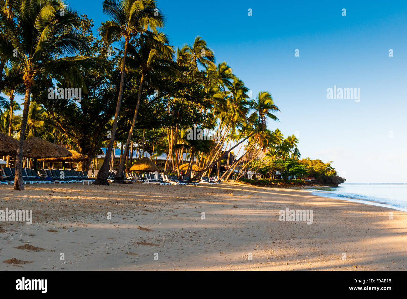 Sandy beach of The Shangri-La Fijian Resort and Spa, Yanuca Island ...