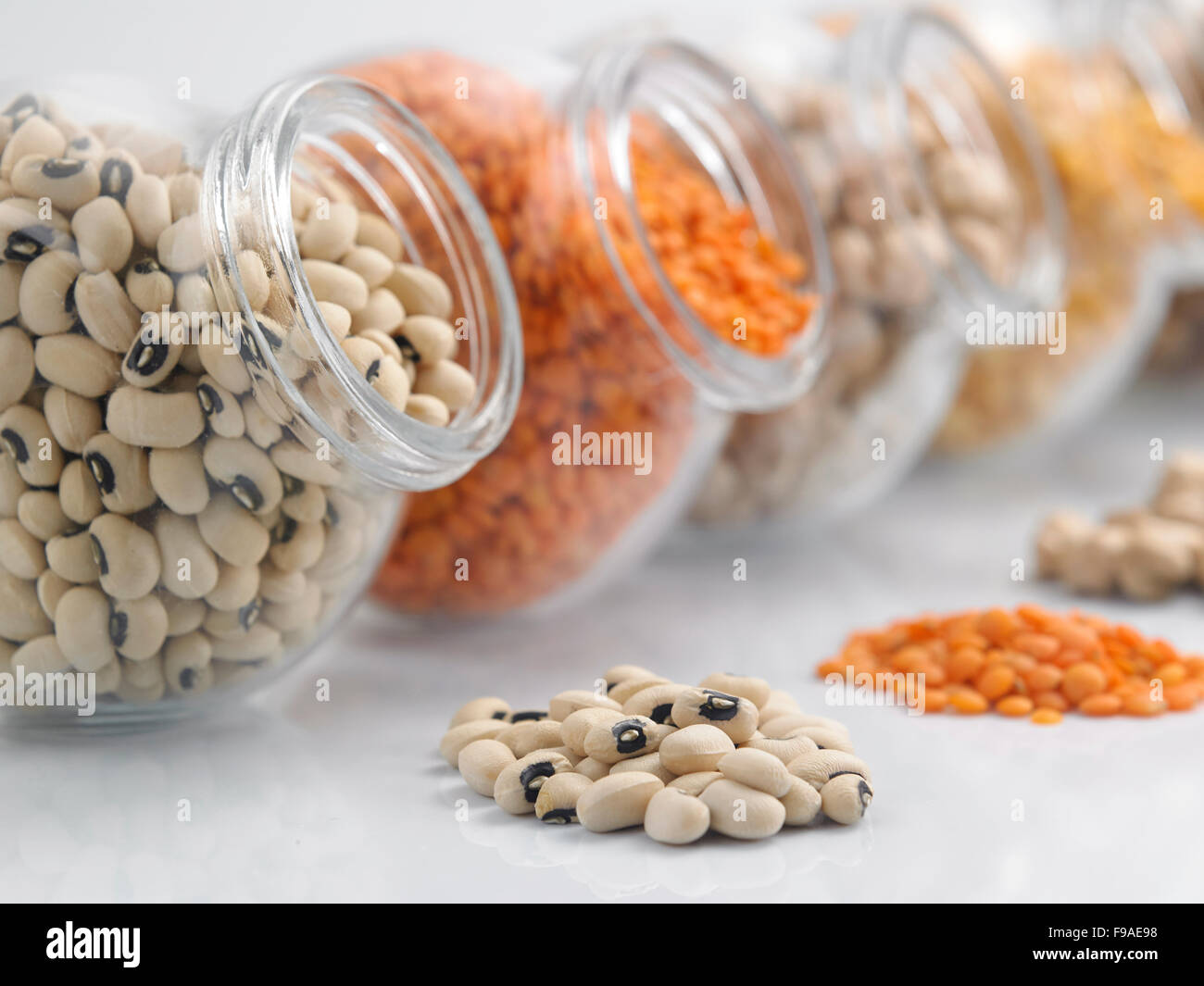 assorted beans arranged in a row Stock Photo - Alamy