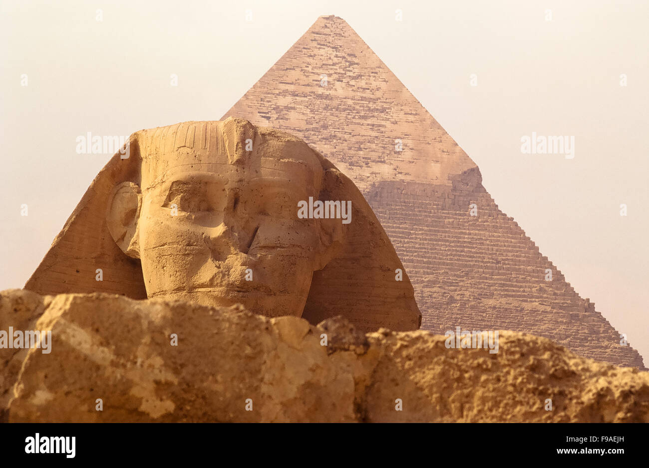 A view of the Sphinx,with Pyramid behind, Giza, Egypt Stock Photo - Alamy