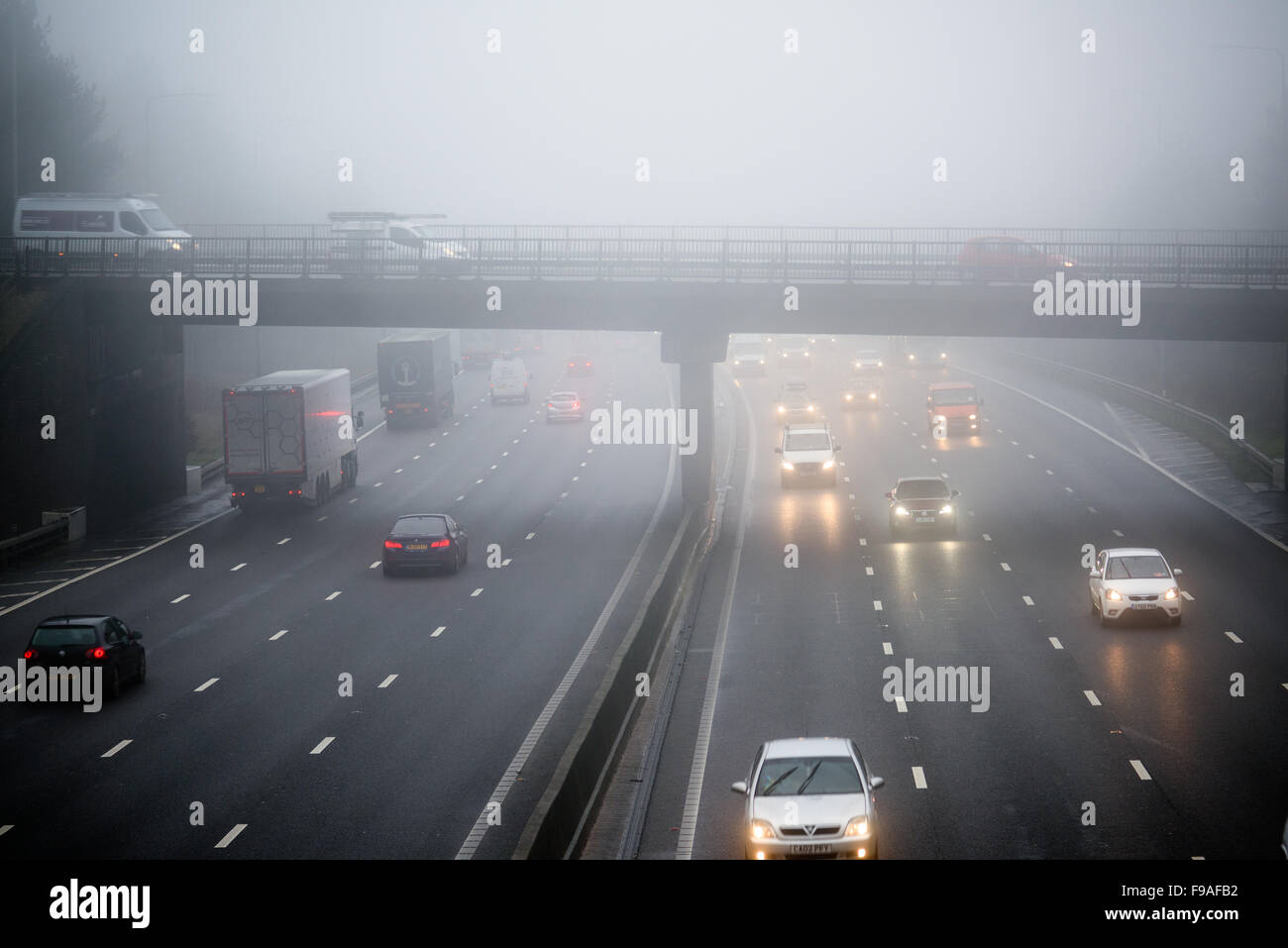 J27 M1 Motorway, Nottinghamshire, UK. 15th December, 2015. Most of the ...