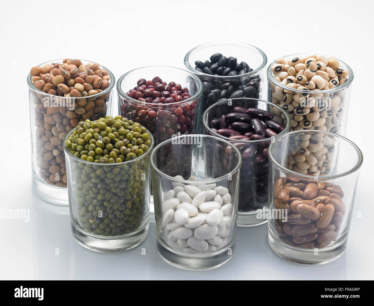 Group of assorted beans in different glass Stock Photo - Alamy