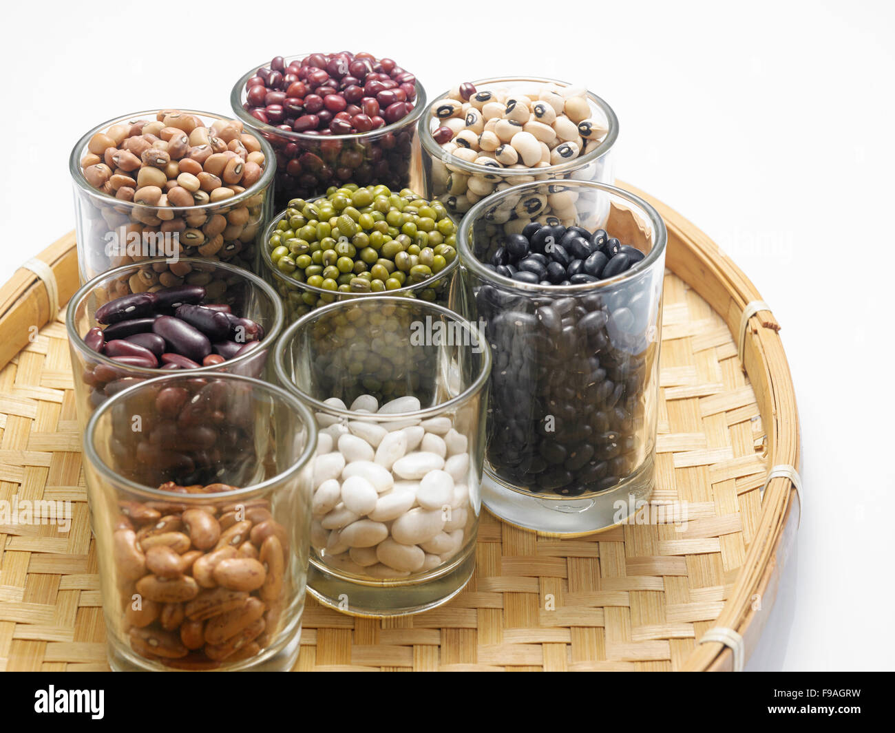 Group of assorted beans in different glass Stock Photo - Alamy