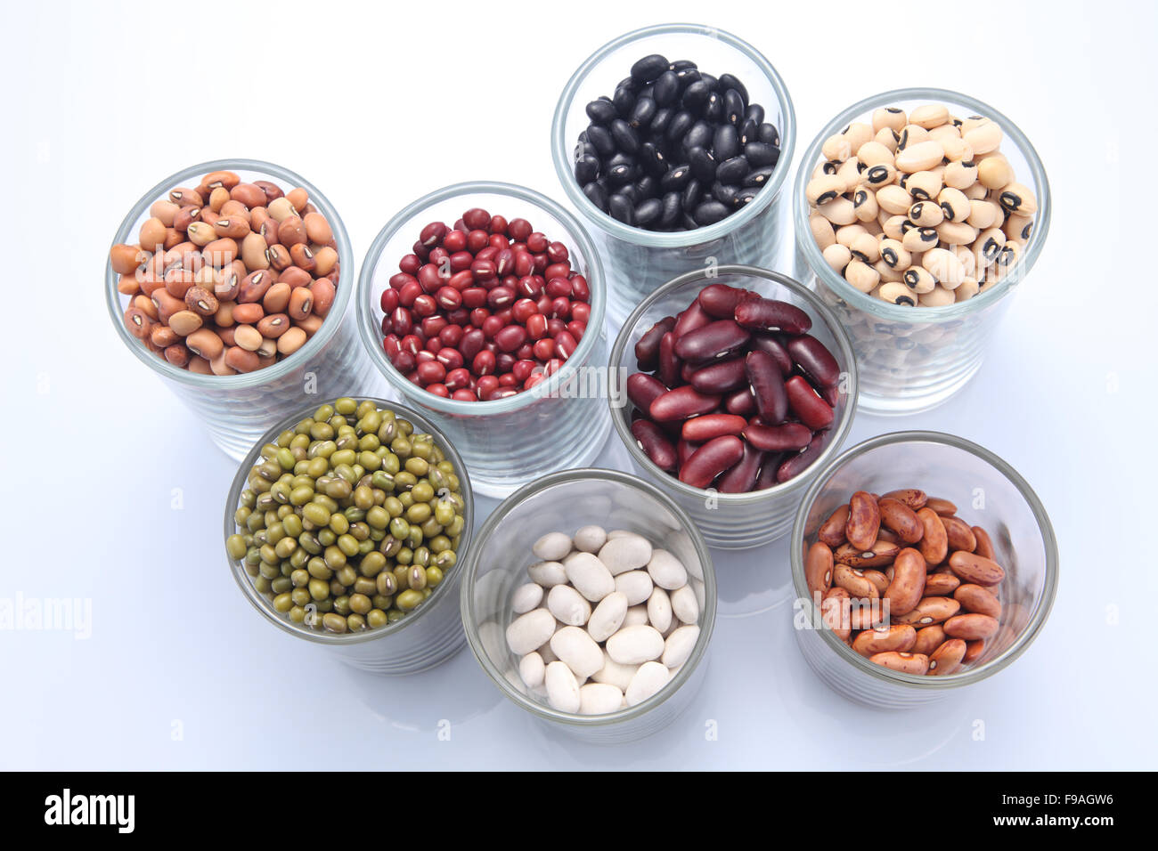 Group of assorted beans in different glass Stock Photo - Alamy