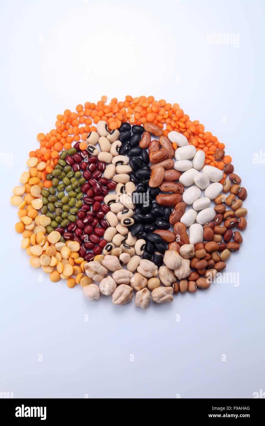assorted beans arranged in a round shape Stock Photo - Alamy