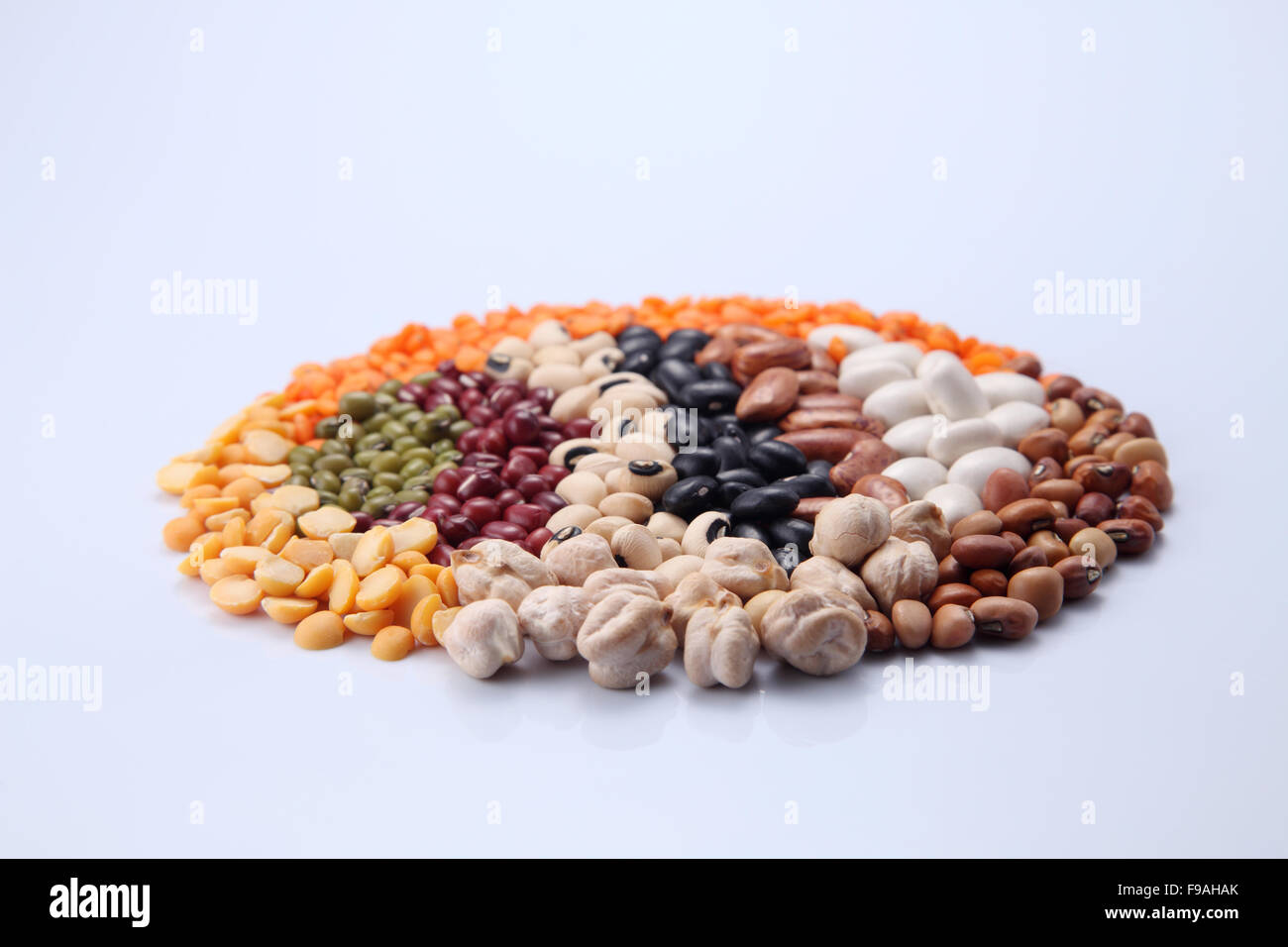assorted beans arranged in a round shape Stock Photo - Alamy