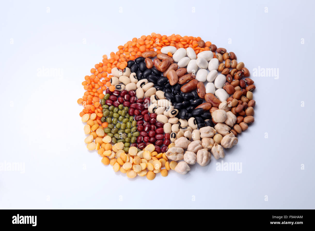 assorted beans arranged in a round shape Stock Photo - Alamy