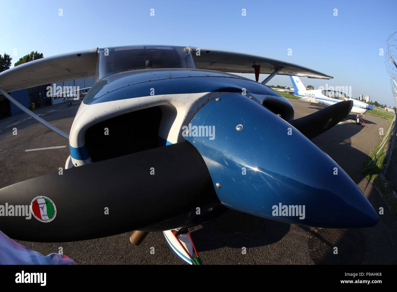 Cessna C172 aircraft stop on the hangar, frontal view Stock Photo - Alamy