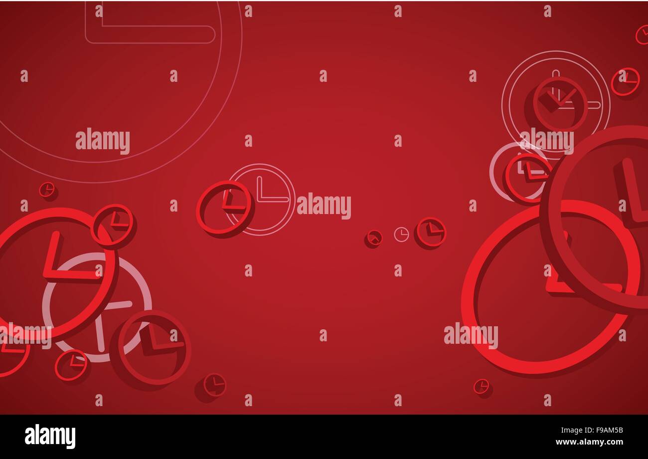 Clocks on red background Stock Vector Image & Art - Alamy