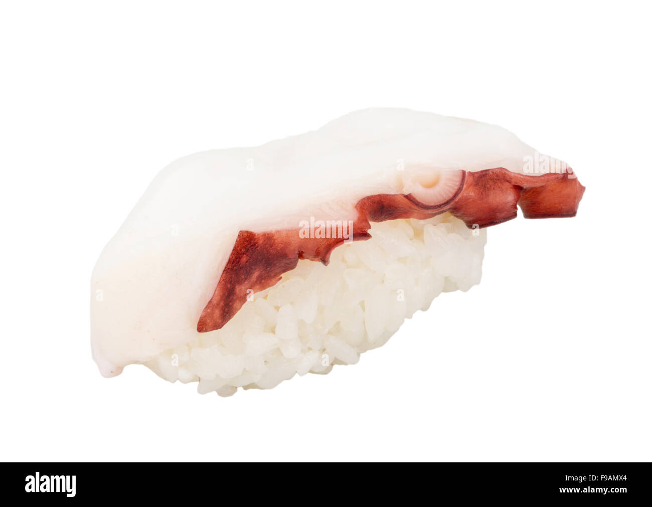 Japanese sushi with meat octopus on a white background Stock Photo - Alamy