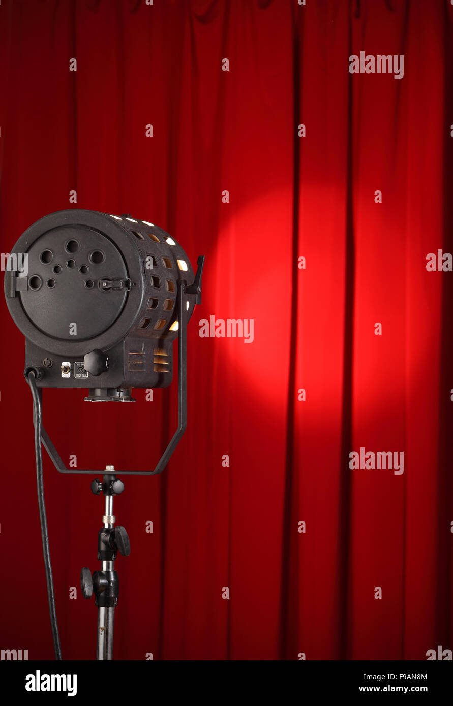 Curtains and spotted lights with space for your text Stock Photo - Alamy