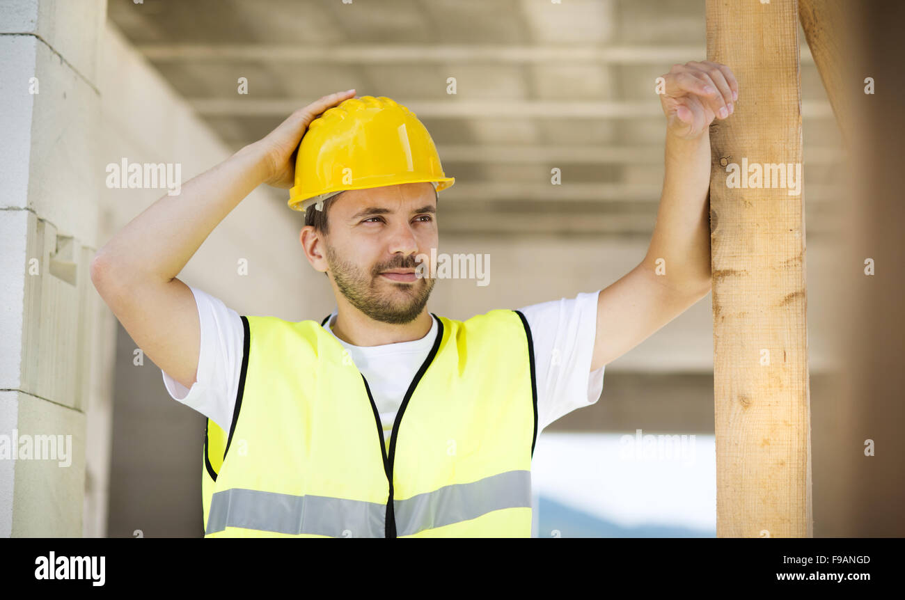 Construction worker working on contractor site hi-res stock photography ...