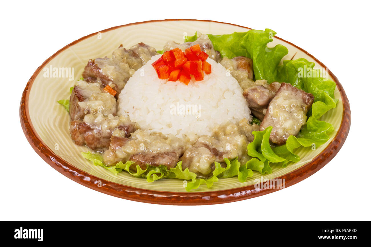 Rice and pork japanese style Stock Photo - Alamy