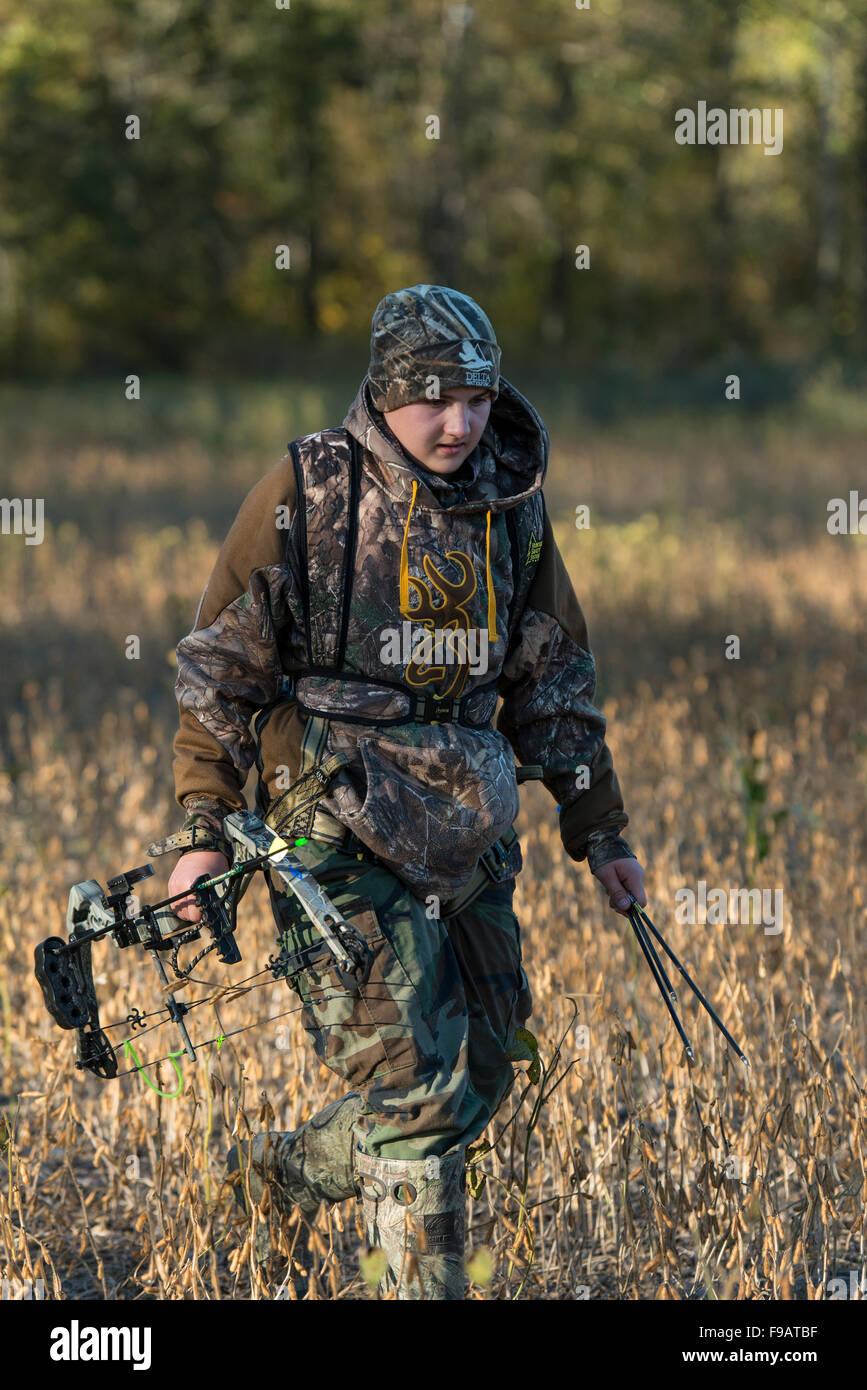 A young Bowhunter going out hunting Stock Photo - Alamy