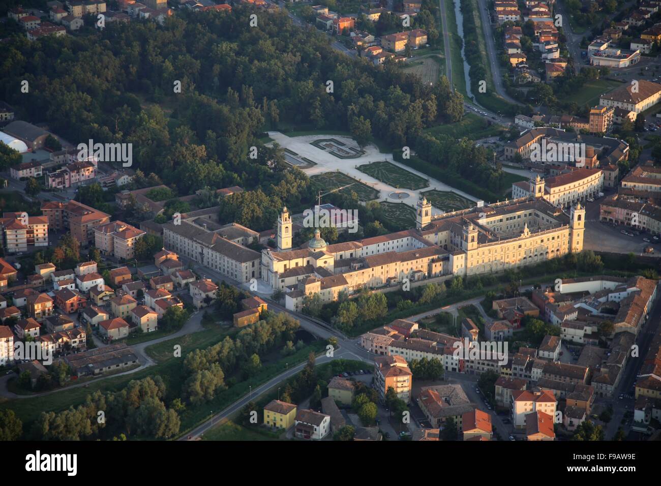aerial view of the palace of Colorno, Parma, Emilia Romagna, Italy ...