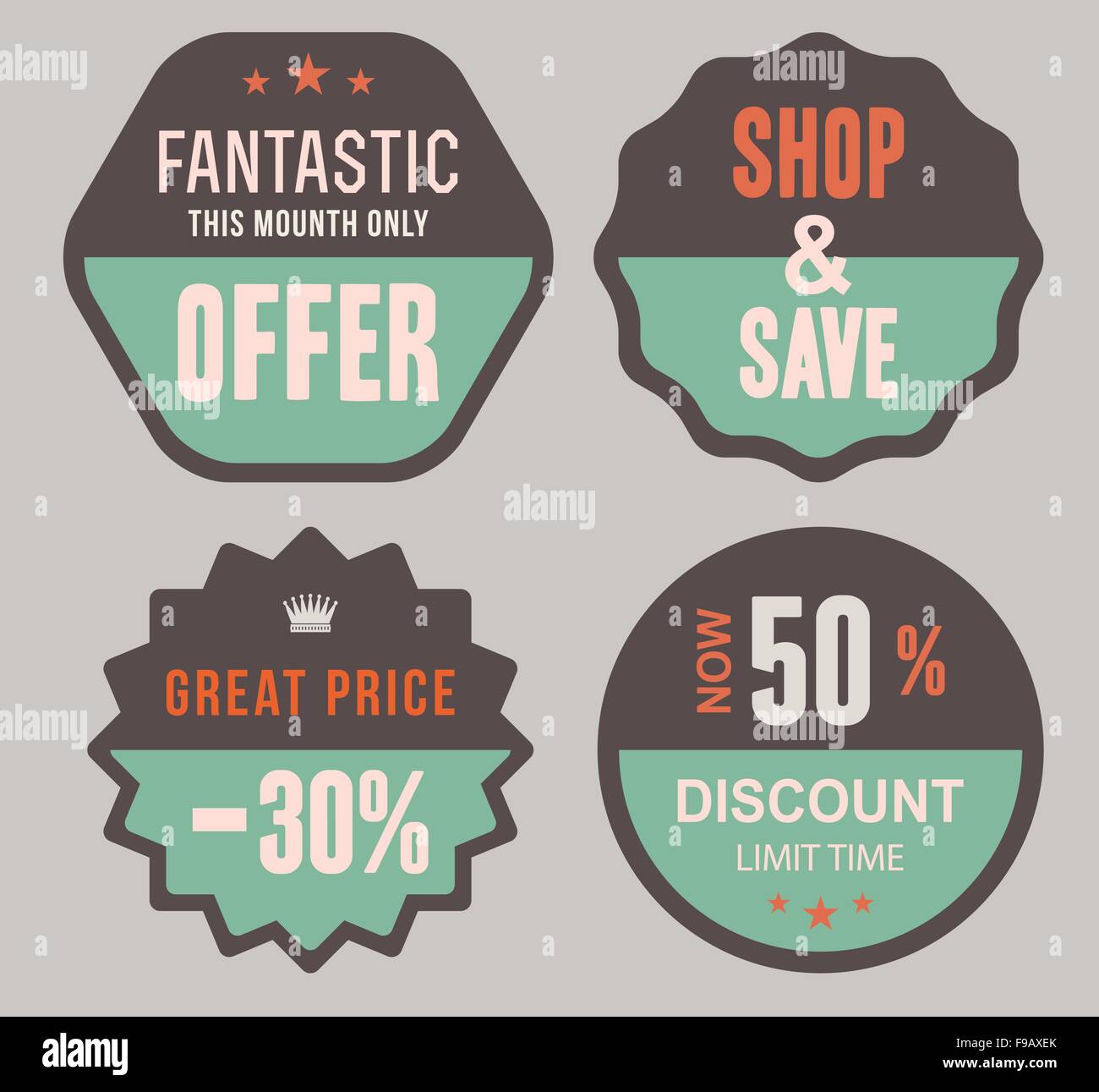 Discount product labels retro style vector design Stock Vector Image ...