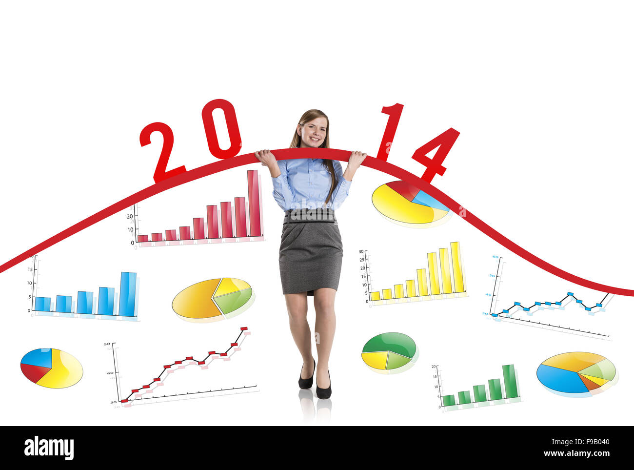 Business woman is trying to increase market statistics Stock Photo - Alamy