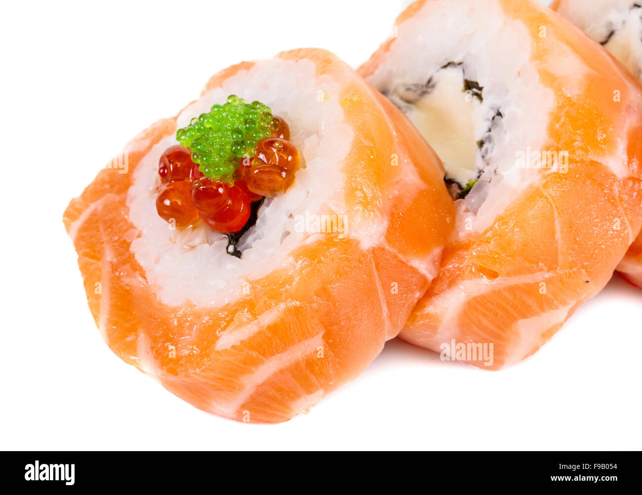 Japanese sushi traditional japanese food.Roll made of salmon, red ...