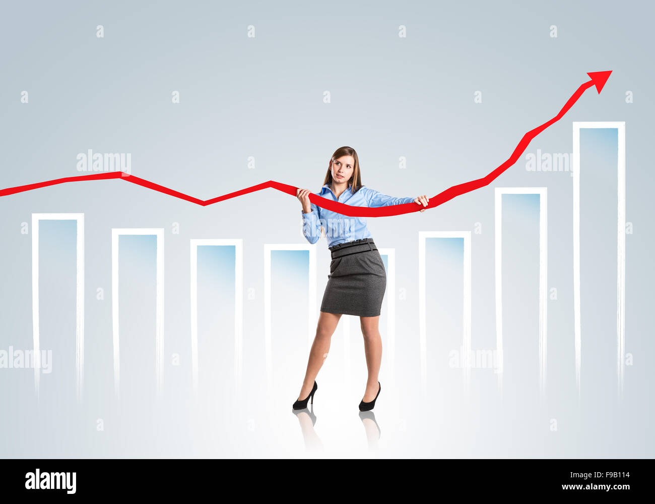 Business woman is trying to increase market statistics Stock Photo - Alamy