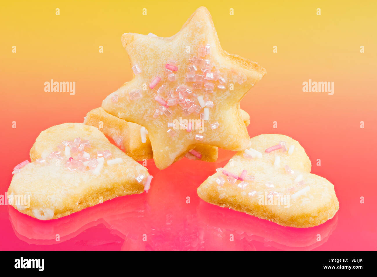 Sweet Christmas Cookies with heart and star shape Stock Photo - Alamy