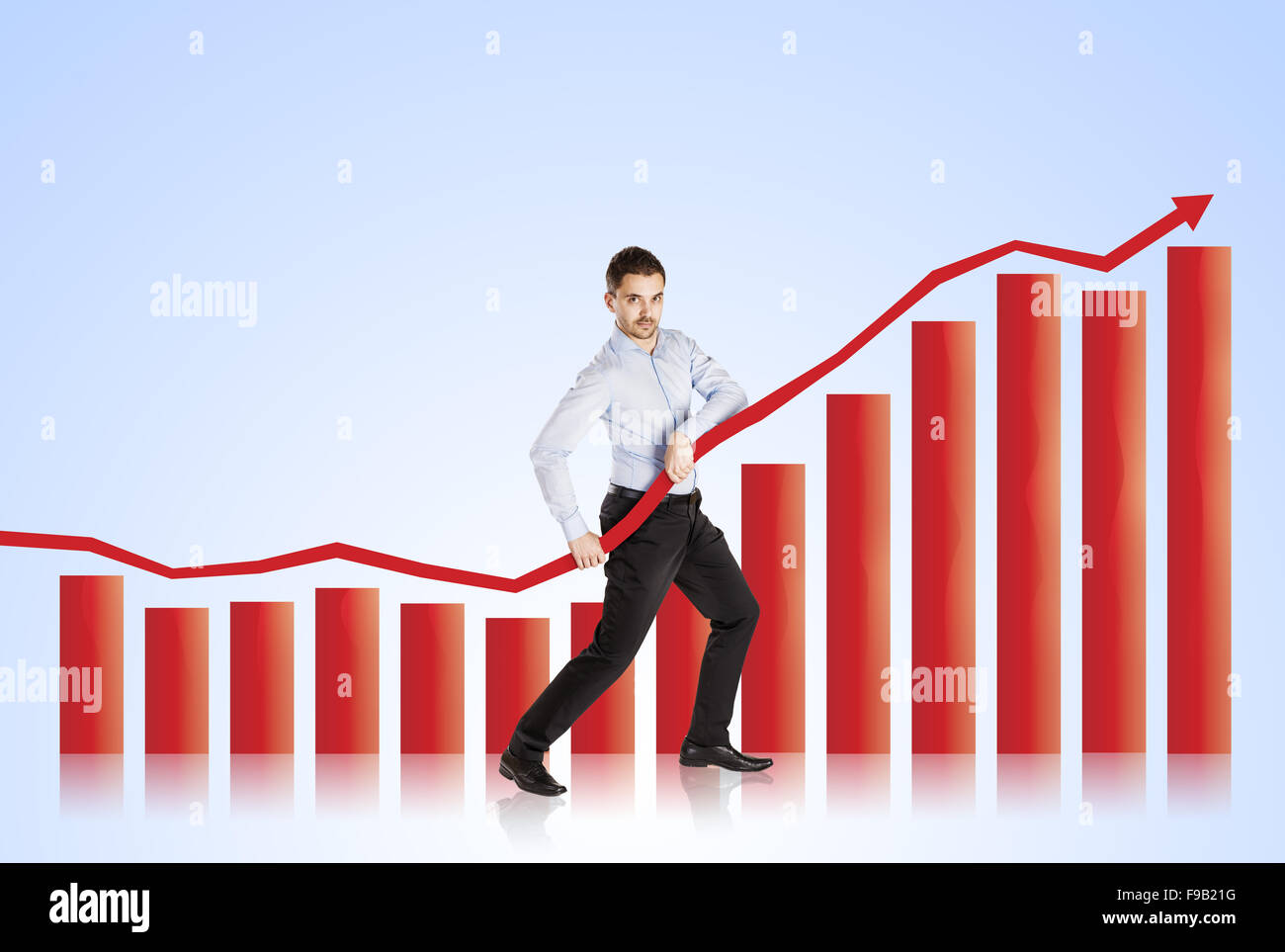 Business man is trying to increase market statistics Stock Photo - Alamy
