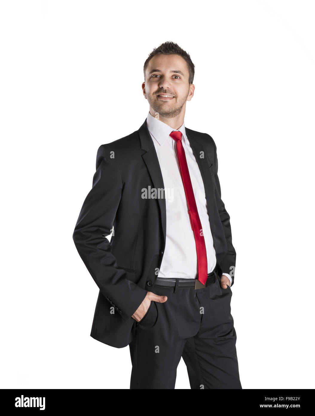 Successful business man is standing on isolated white background Stock ...