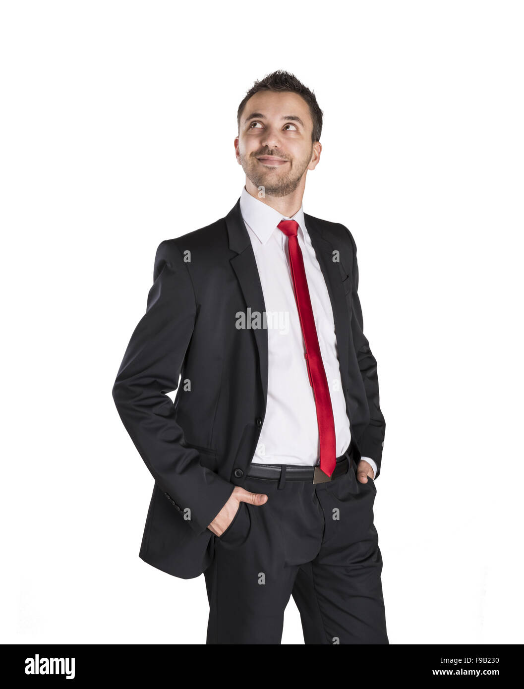 Successful business man is standing on isolated white background Stock ...