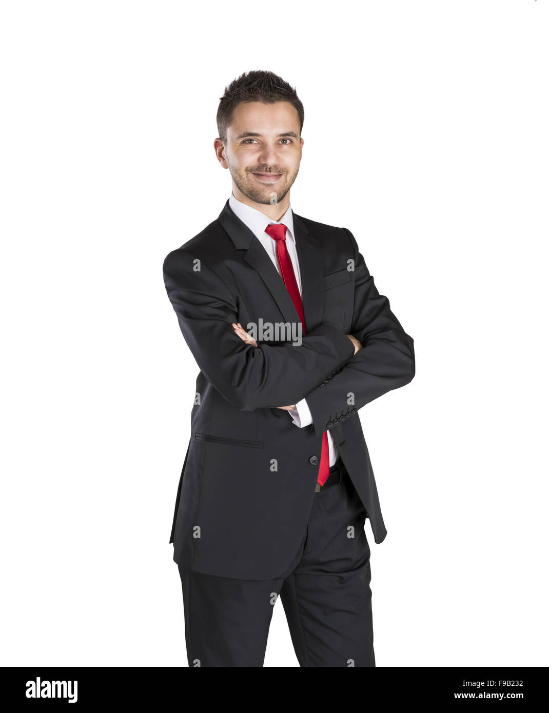 Successful business man is standing on isolated white background Stock ...