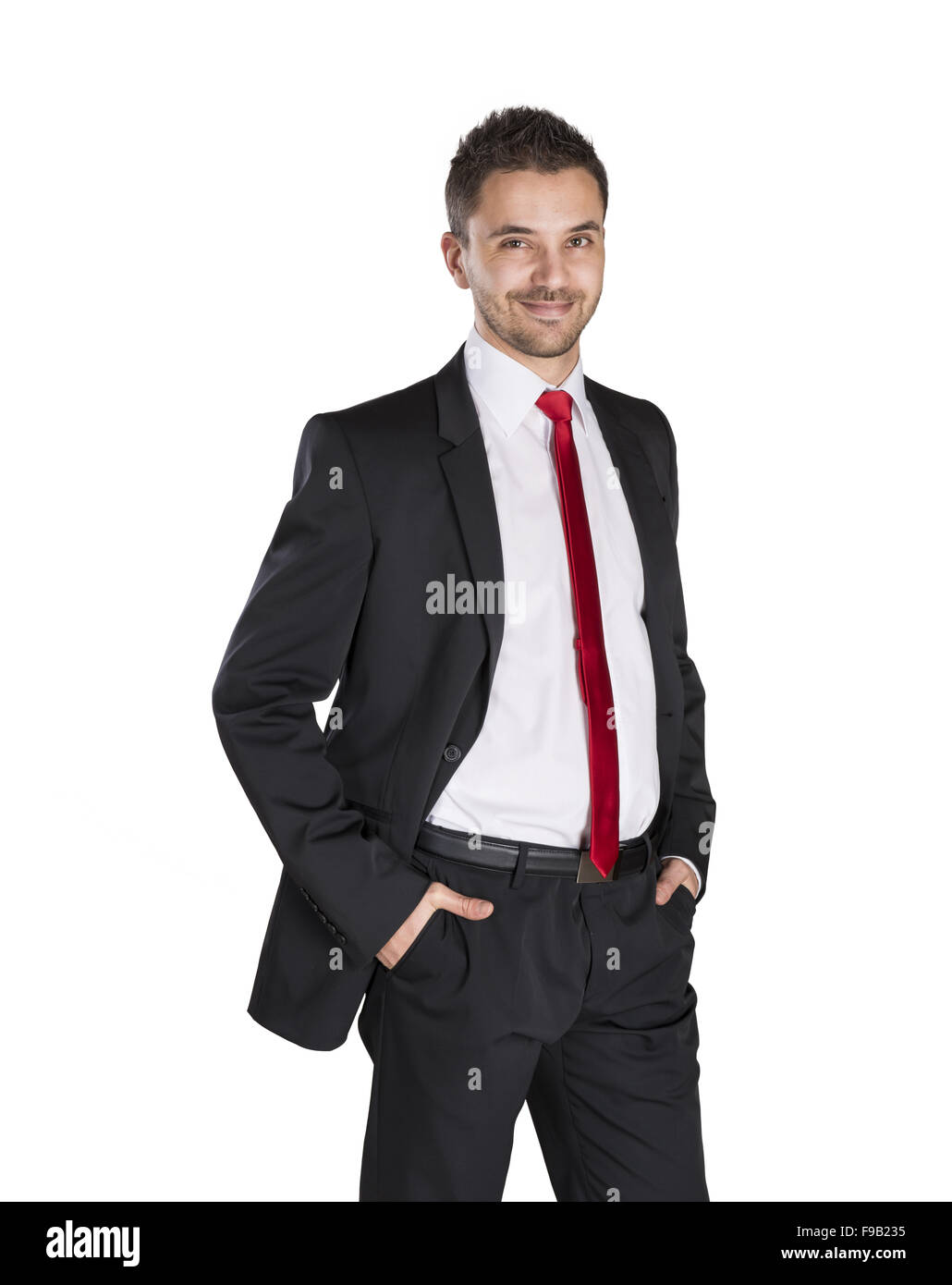 Successful business man is standing on isolated white background Stock ...