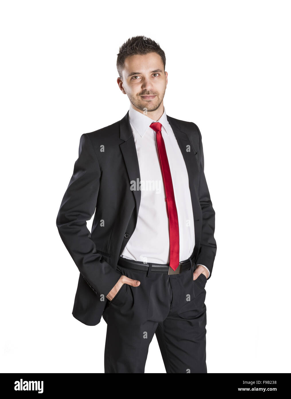 Successful business man is standing on isolated white background Stock ...