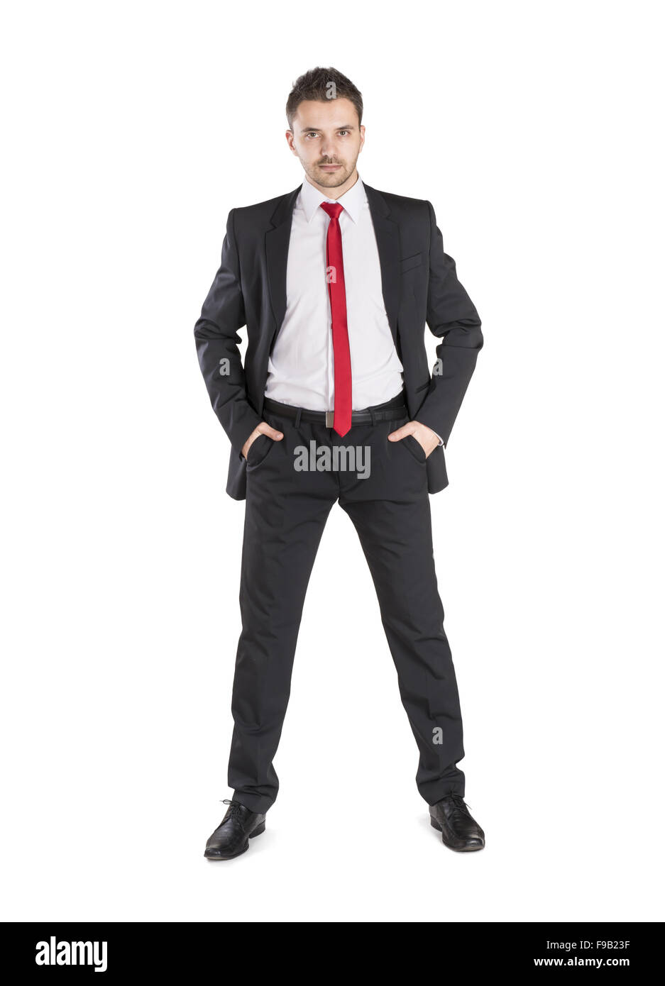 Successful business man is standing on isolated white background Stock ...